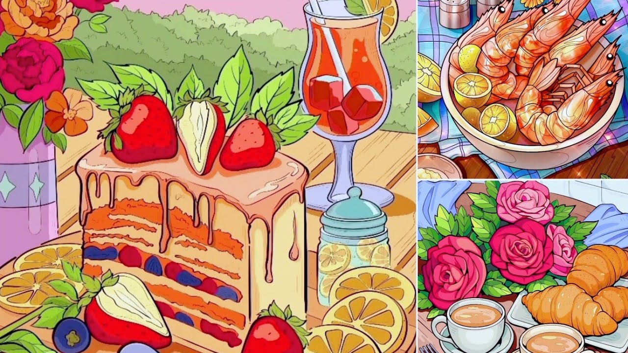 Relax Video of Coloring Drawings - Mix Food 01/24 - YouTube