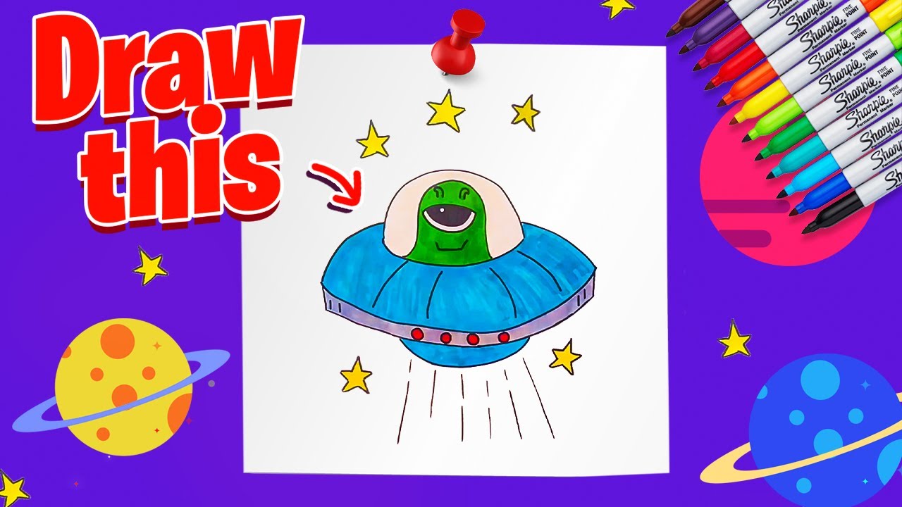 Easy UFO & Alien Drawing Tutorial with Shaney: Fun for Kids! - YouTube