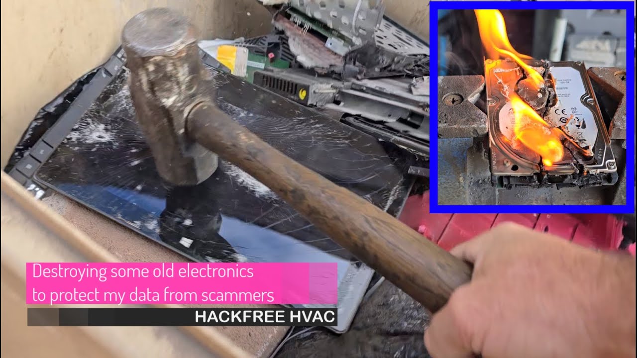 Destroying some old electronics to protect my data from scammers 🔥💥 ...