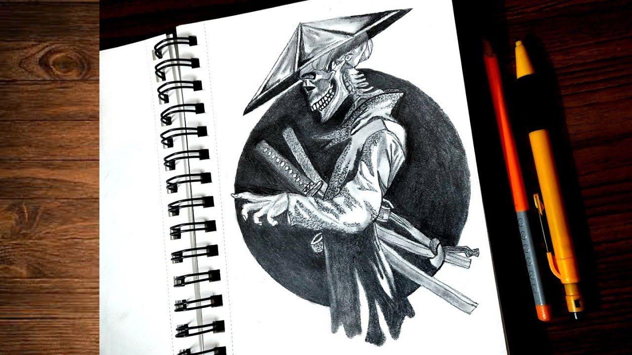Drawing A Skeleton Samurai | Sketching - YouTube