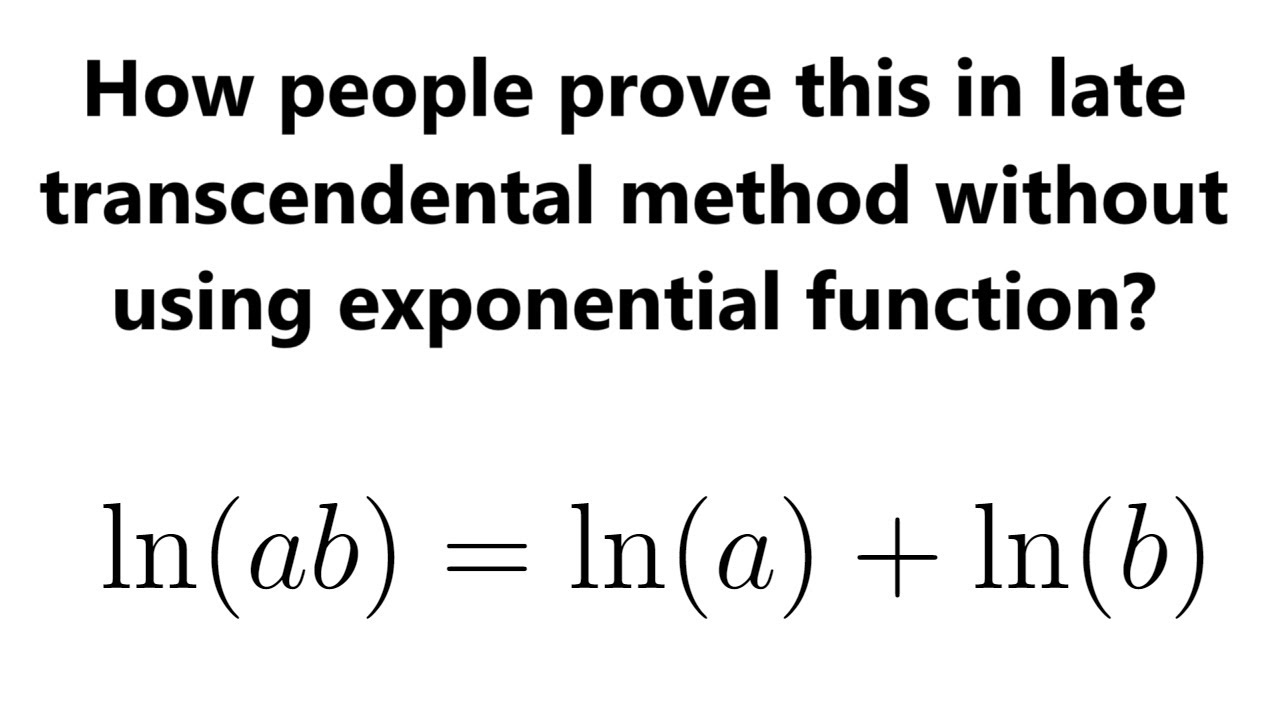 How people prove this in late transcendental method without using exponential function . - YouTube