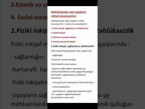 Bağça#Məktəbəqədər yaşlı uşaqların inkişaf xüsusiyyətləri