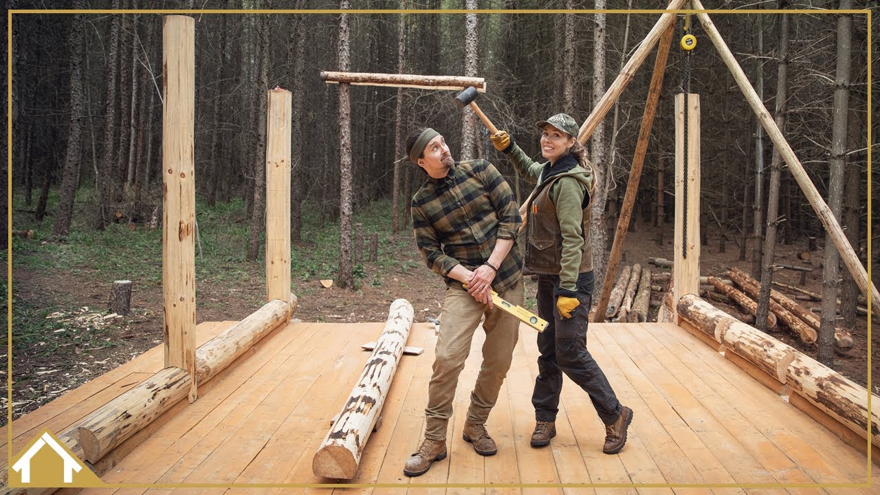 EP12: Overnight Camp, Cook & Cabin Build // Posts Go Up! - YouTube