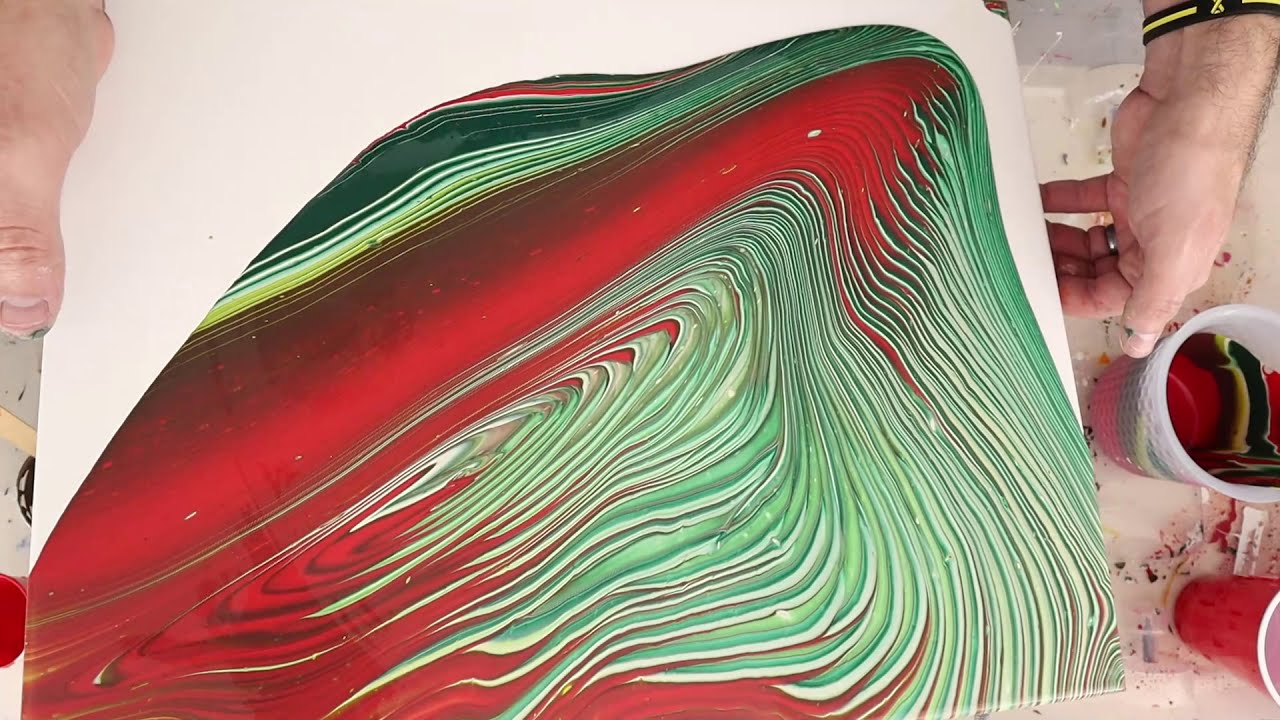 Christmas Pour Painting - using 10 pouring mediums at once - YouTube