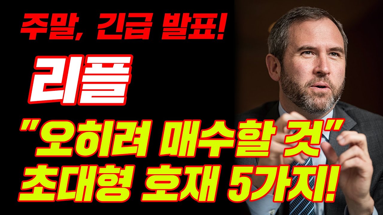 주말 긴급 발표 리플 오히려 매수할 것 초대형 호재 5가지 리플 리플전망 리플코인 리플코인전망 리플급등 리플