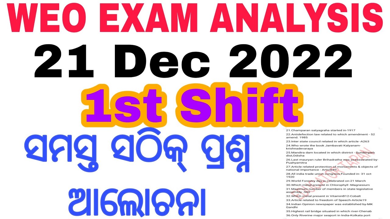 WEO Exam 1st Shift analysis 21Dec|| 21Dec WEO analysis|| All real ...