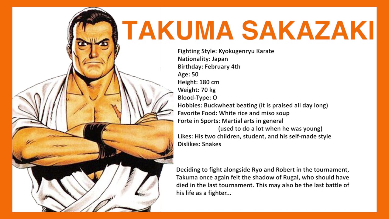 King of Fighters '95 - Takuma Sakazaki (Profile) - YouTube