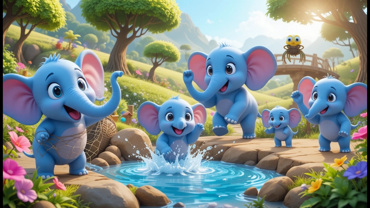Five Elephants Nursery Rhyme | Animal Cartoon Song for Children | # ...