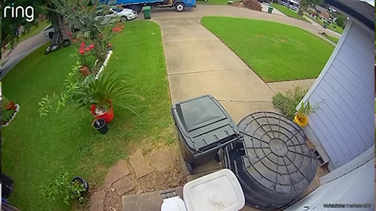 Garbage truck crashes into car then drives off - YouTube