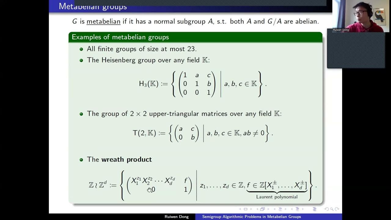 STOC24 5 C 3 Semigroup algorithmic problems in metabelian groups - YouTube