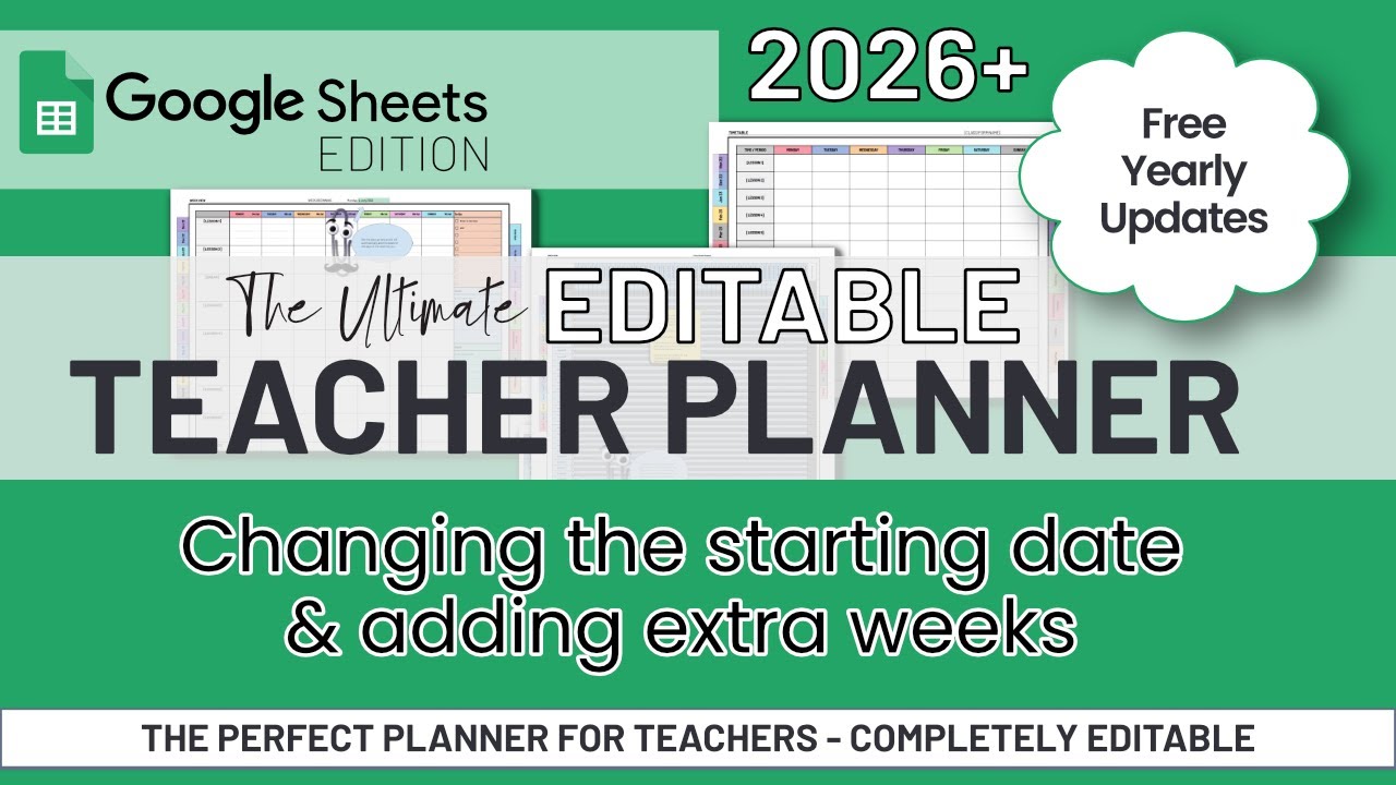 Changing the Starting Date & Adding Weeks: The Ultimate Editable ...