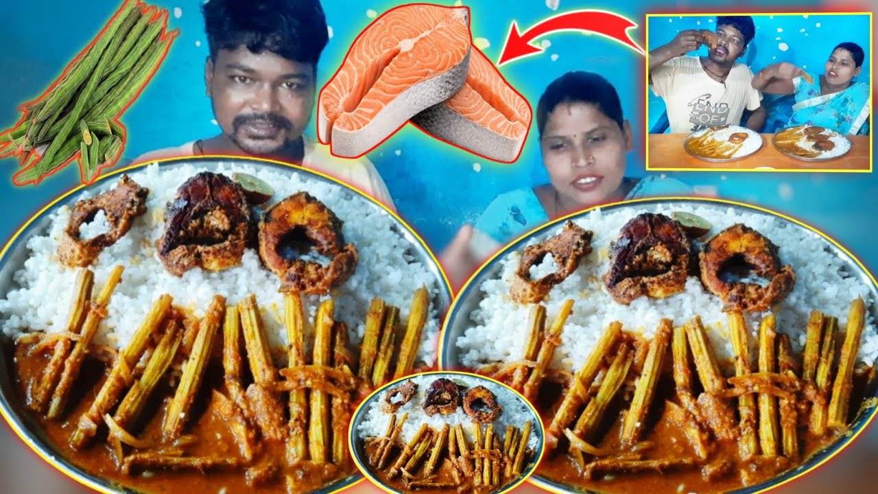 fish with sahjan mixed cooking | Fish curry with rice eating | fish ...