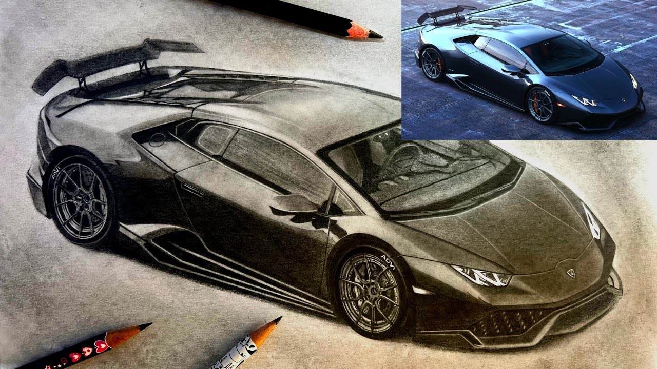 How to draw a realistic Lamborghini | Lamborghini Huracan. - YouTube