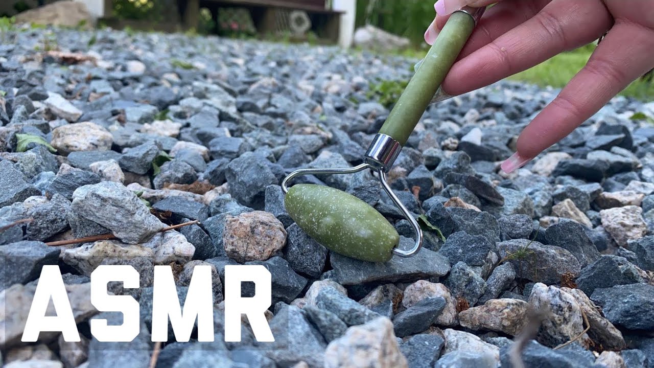 ASMR - Fast & Aggressive jade rolling & tapping onto the camera outside ...