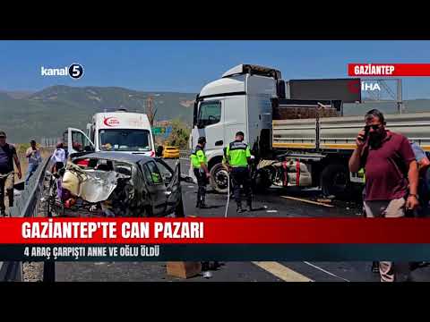 Gaziantep'te Can Pazarı! 4 Araç Çarpıştı Anne Ve Oğlu Öldü