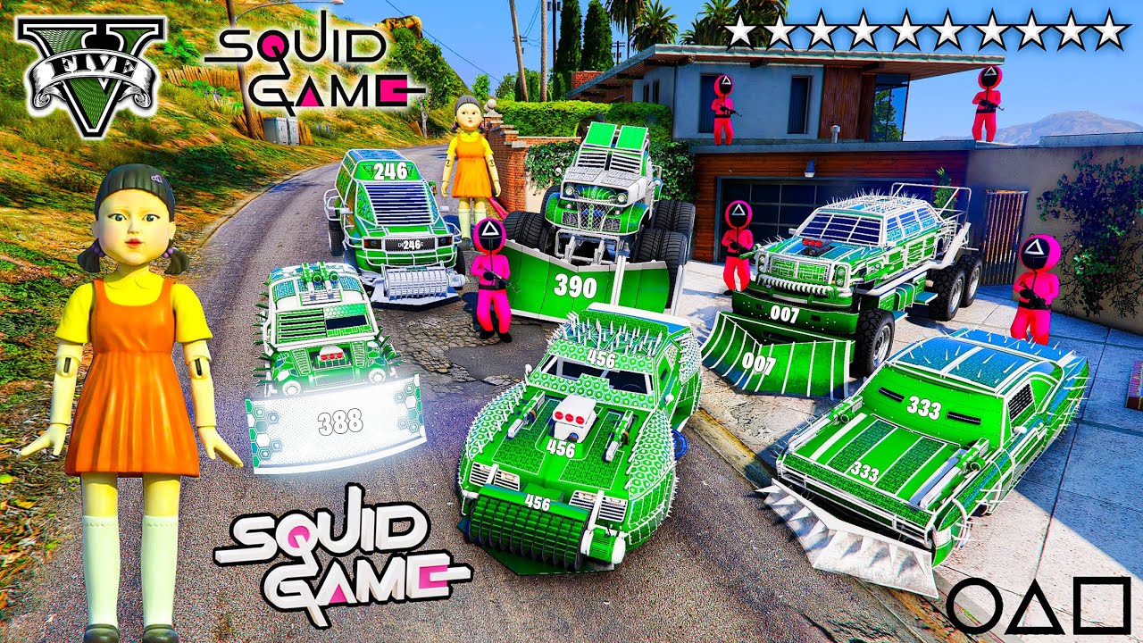 GTA 5 - Stealing HORROR SQUID GAME CARS With Franklin! (Real Life Cars ...