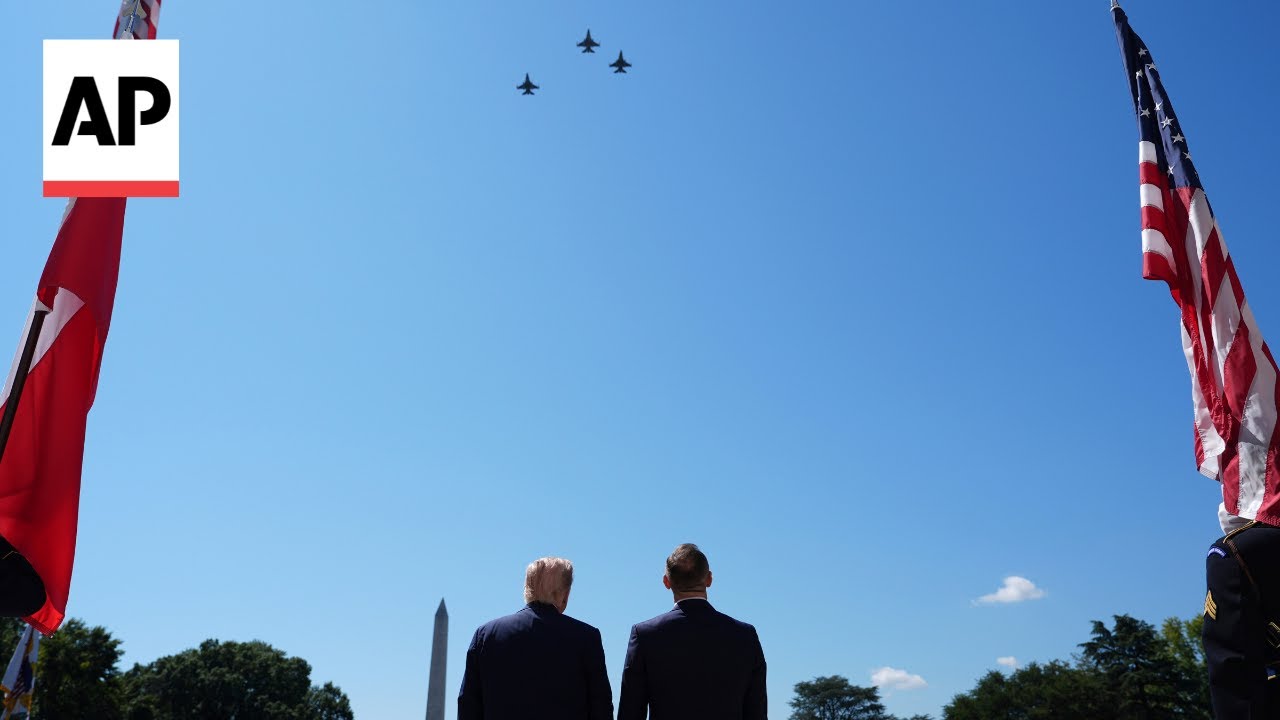 Trump welcomes Poland's president to the White House with jet flyover ...