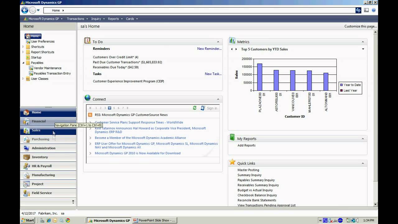 Basic Navigation in Dynamics GP - YouTube