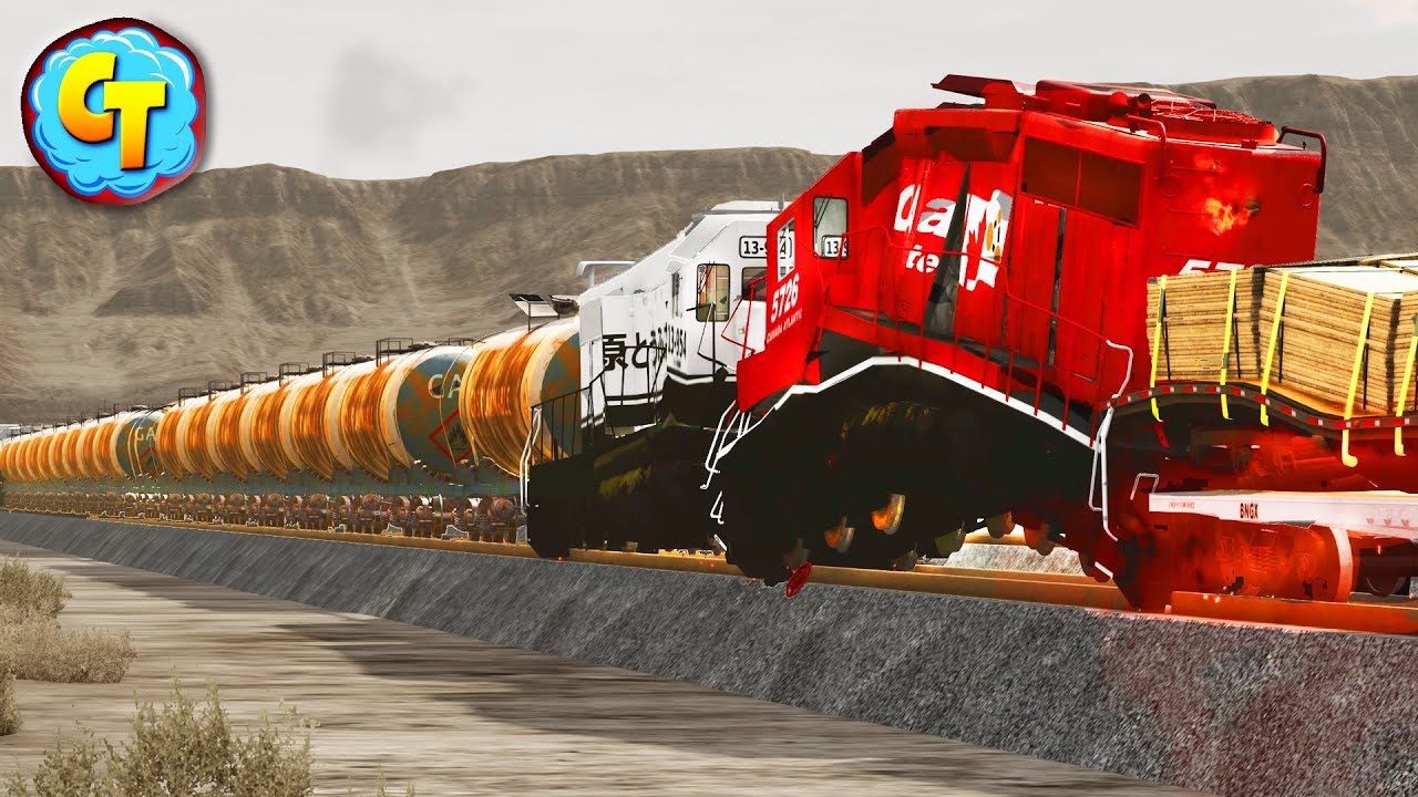 WRONG WAY SWITCH Freight Trains High-Speed Accidents BEAMNG.Drive ...