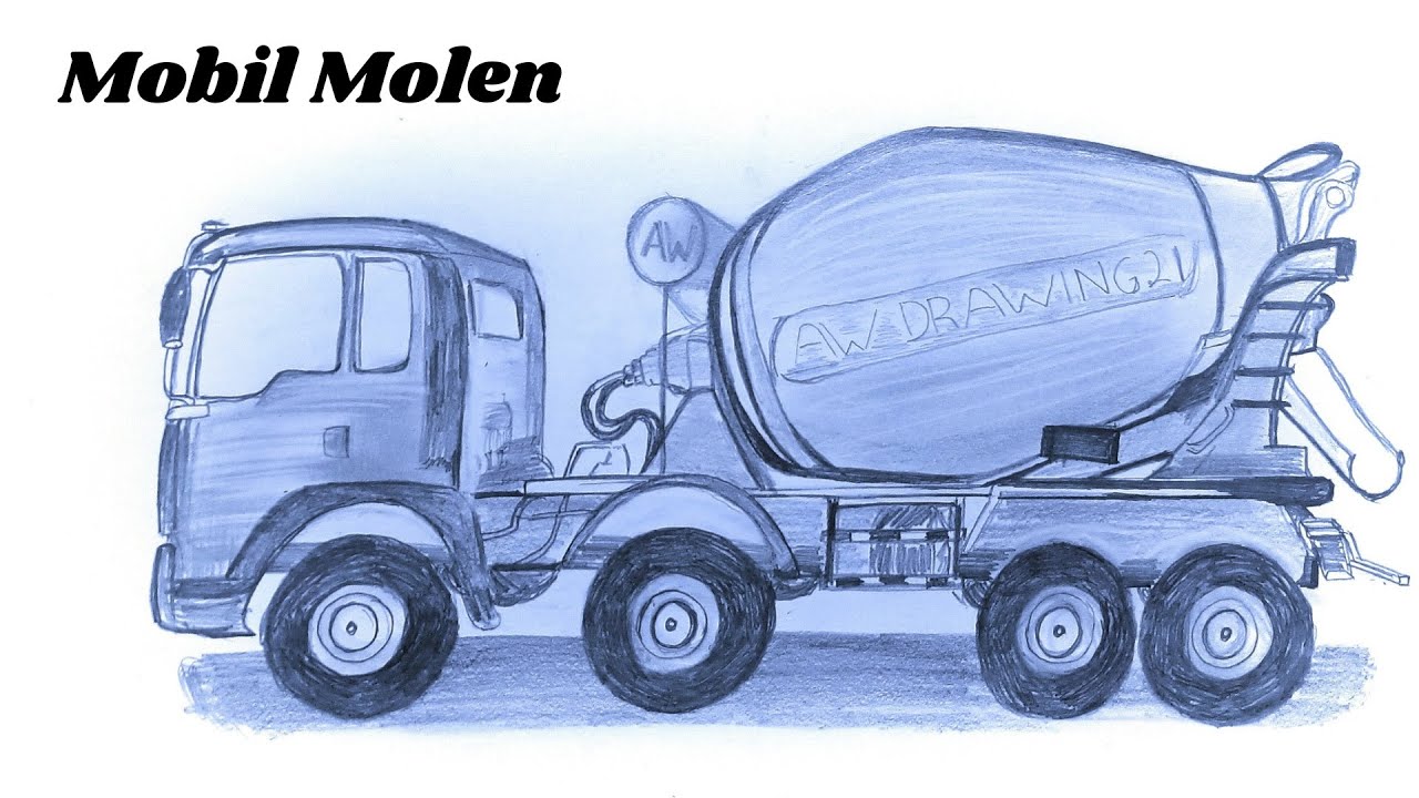 Gambar mobil molen atau truk molen SIMPLE. (Truck Mixer) - YouTube