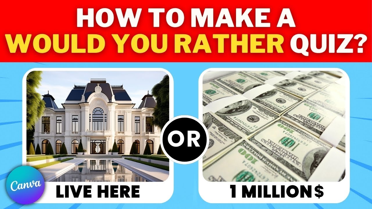 How To Make a QUIZ Video for YouTube using Canva | Would You Rather ...
