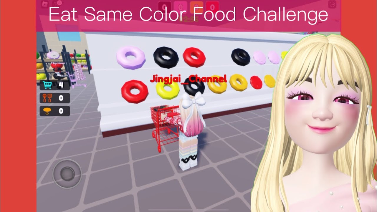 ชาเลนจ์กินอาหารสีชมพู&แดง | Roblox | Eat Same Color Food Challenge ...