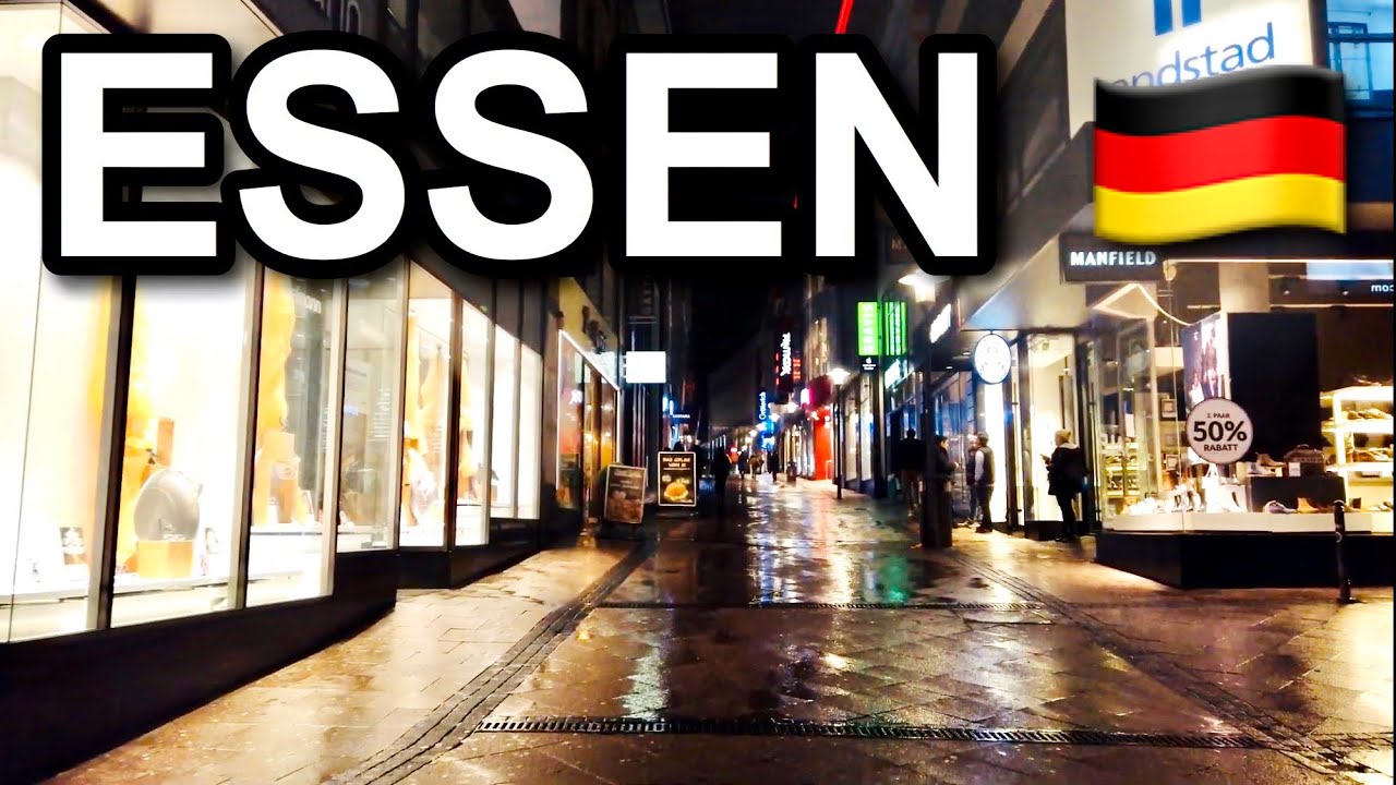 [4K] Essen City Night Walk - Light Rainfall at Night 1st try - West ...