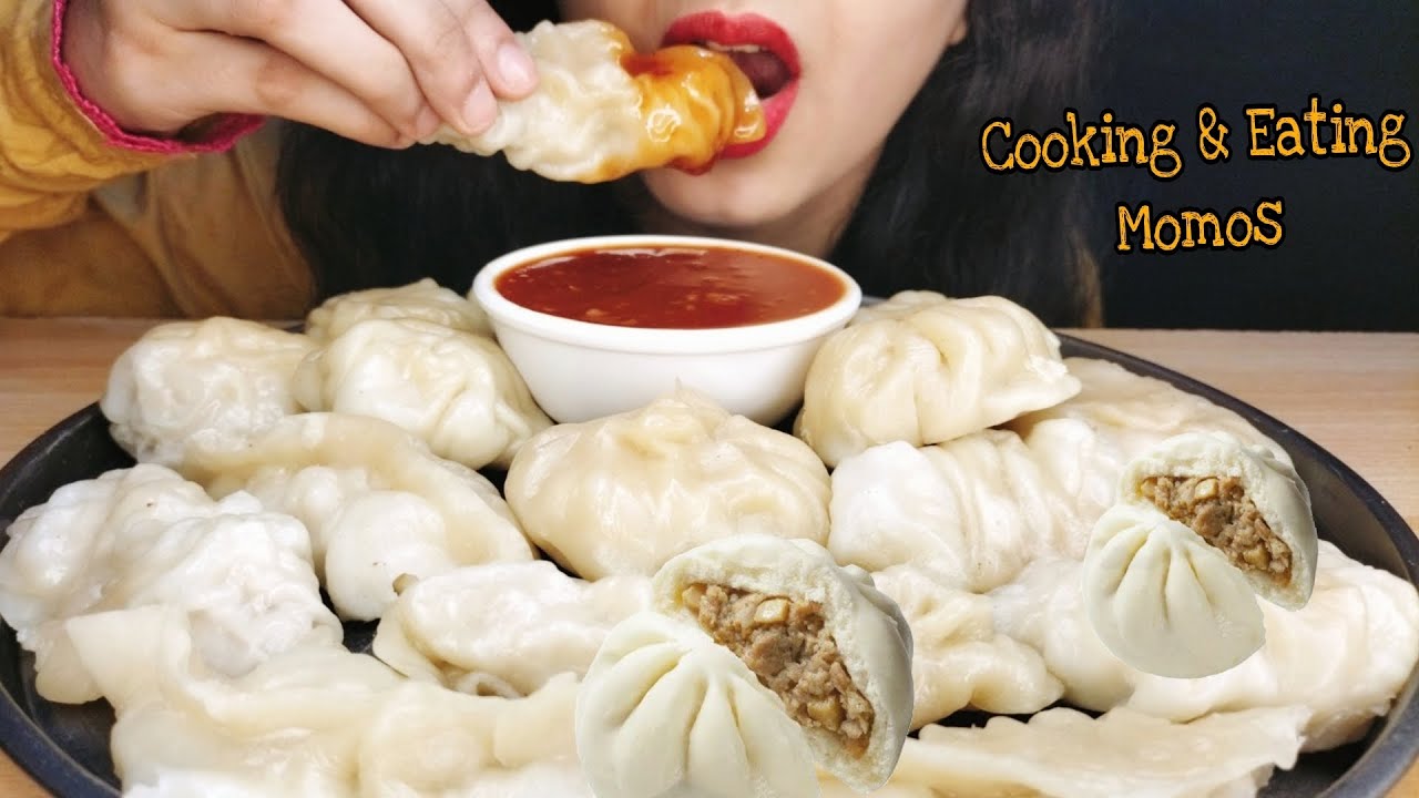 Cooking & Eating Big MoMo Challange | Chicken MoMo Recipe | MoMo Eating ...