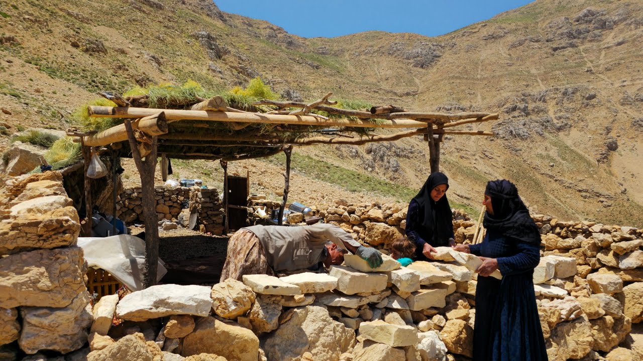 Daily Life of Nomads in the Mountains | Building a Nomadic House with a ...