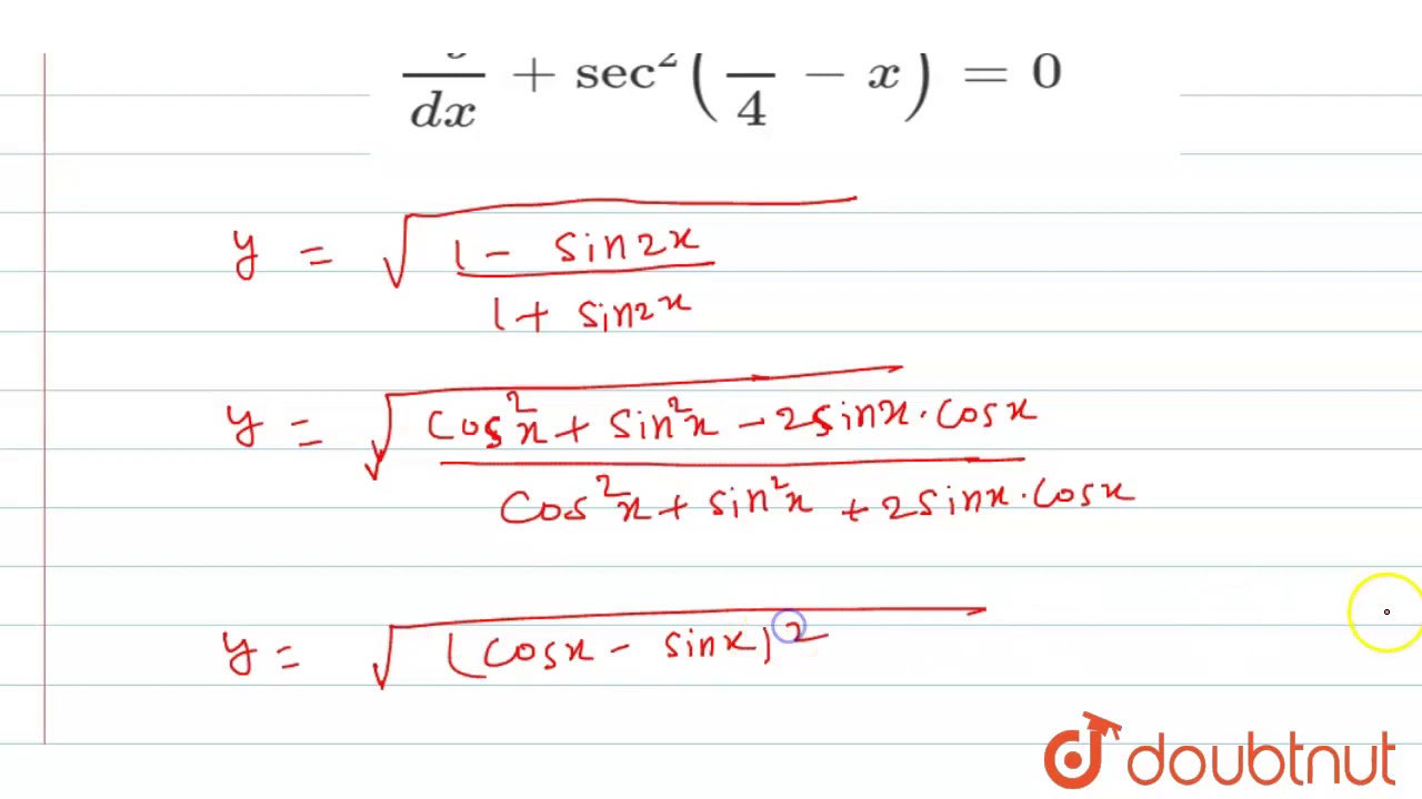 Y Sqrt 1 sin 2x 1 sin 2x dy dx Sec Y Sqrt 1 sin 2x 1 sin 2x dy dx Sec