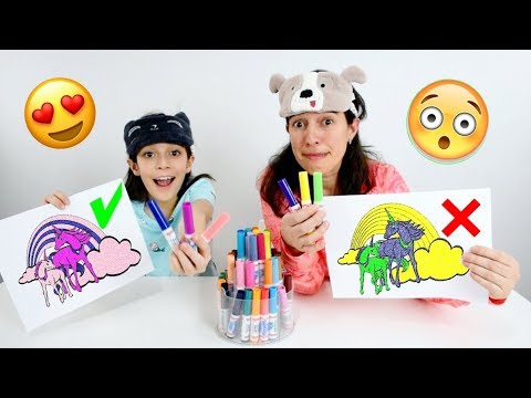 DESAFIO COLORINDO COM 3 CORES ★ Pintando Figuras Encantadas com a Mamãe (3 MARKER CHALLENGE)