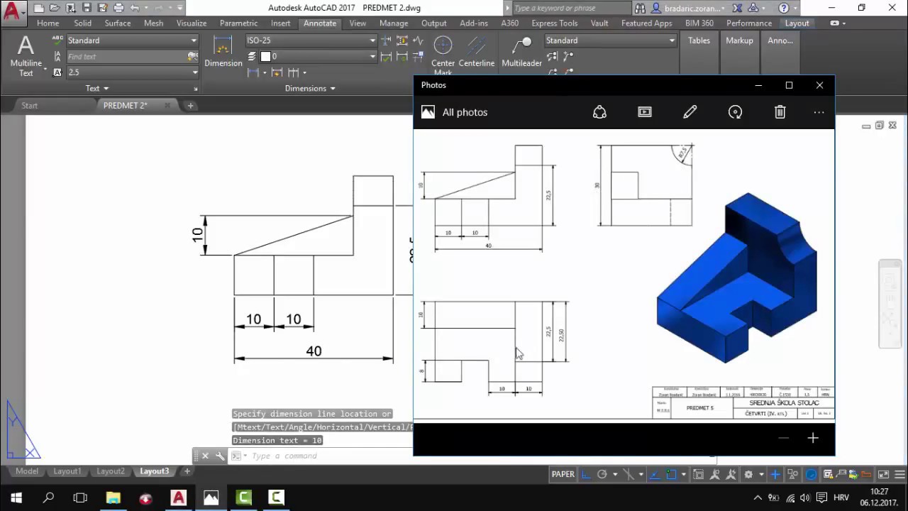 AUTO CAD CRTANJE U 3D - Predmet 2 - YouTube