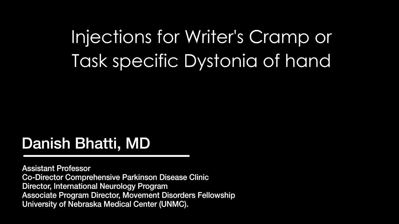 Injections for Writer's Cramp or Task specific Dystonia of hand - YouTube