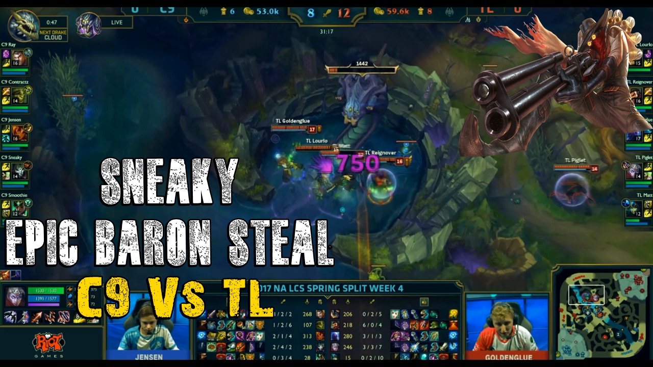 Sneaky Epic Baron Steal | LCS- C9 Vs TL | League of Legends - YouTube