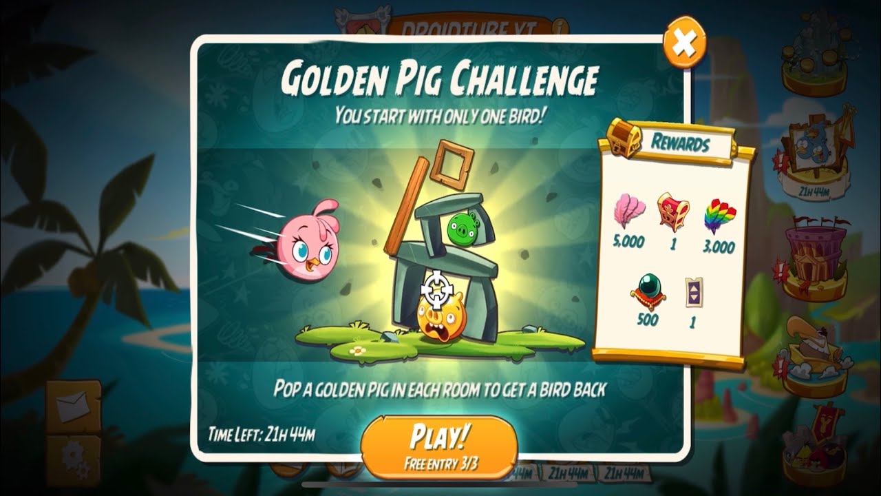 Angry Birds 2 - Golden Pig Challenge Complete all level - YouTube