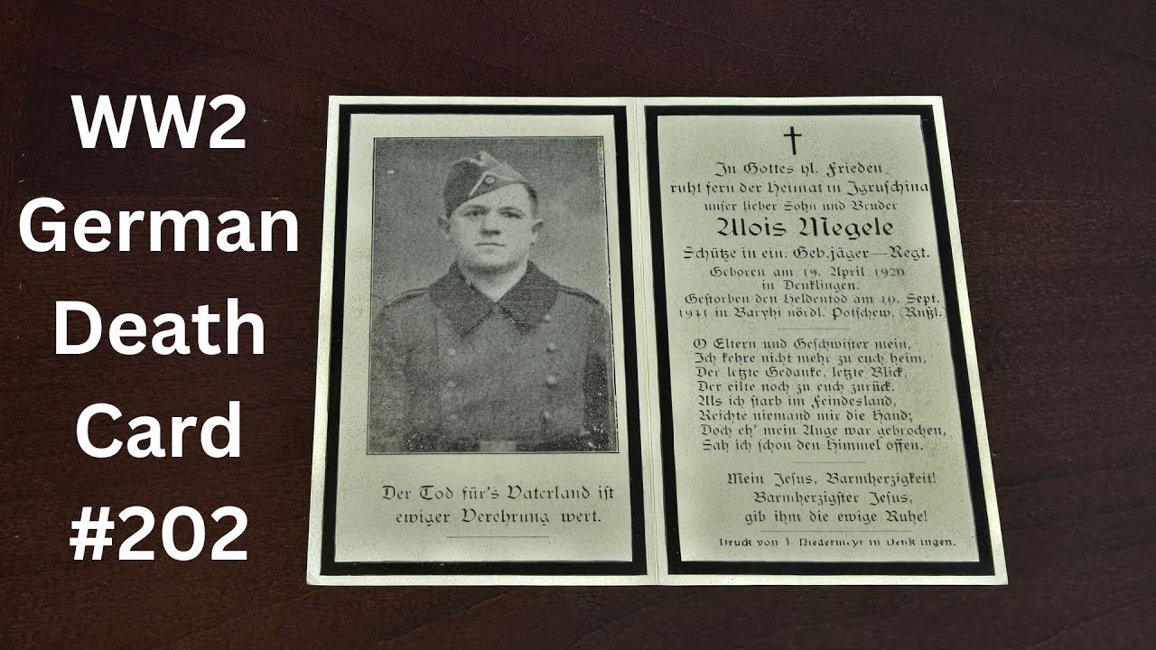 WW2 German Death Card #202 - YouTube