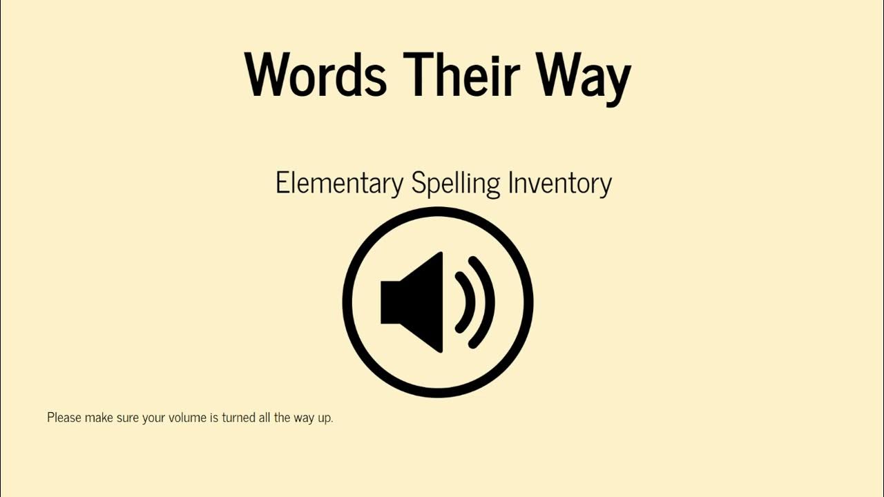 Elementary Spelling Inventory Words Their Way - YouTube