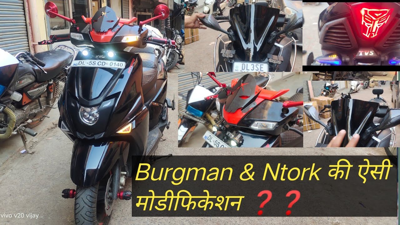 TVS Ntroq full modification & Burgman में लगाए R15 के Mirror ऐसी स्कूटी ...