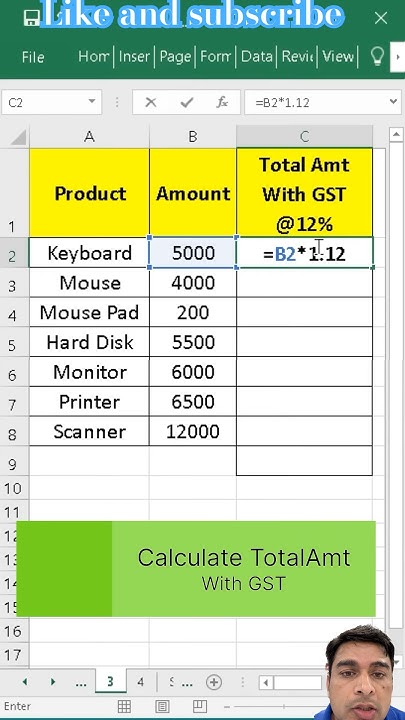 Gst calculate in excel | Calculate Gst formula in excel 👌 #excel # ...