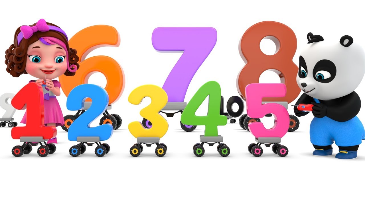 Learn Numbers with Numbers on Wheels - Pinky and Panda TV - YouTube