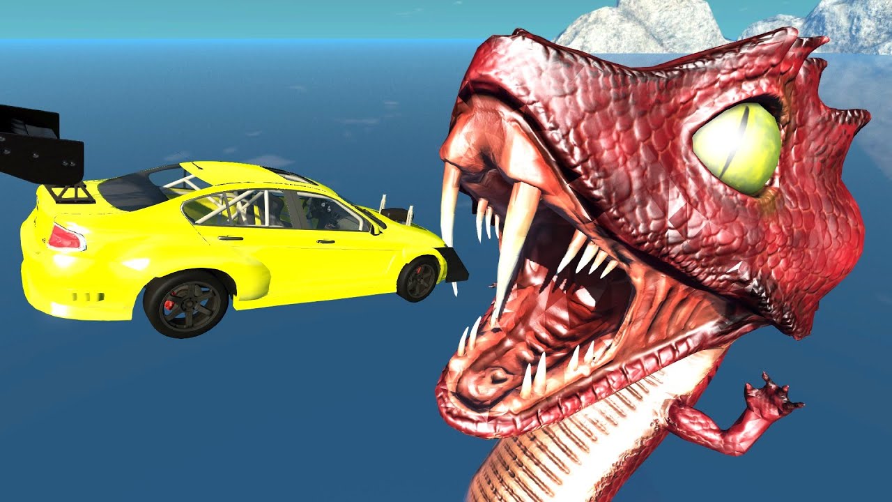 Jumping Cars into the Lizard Mouth - BeamNG.Drive - YouTube