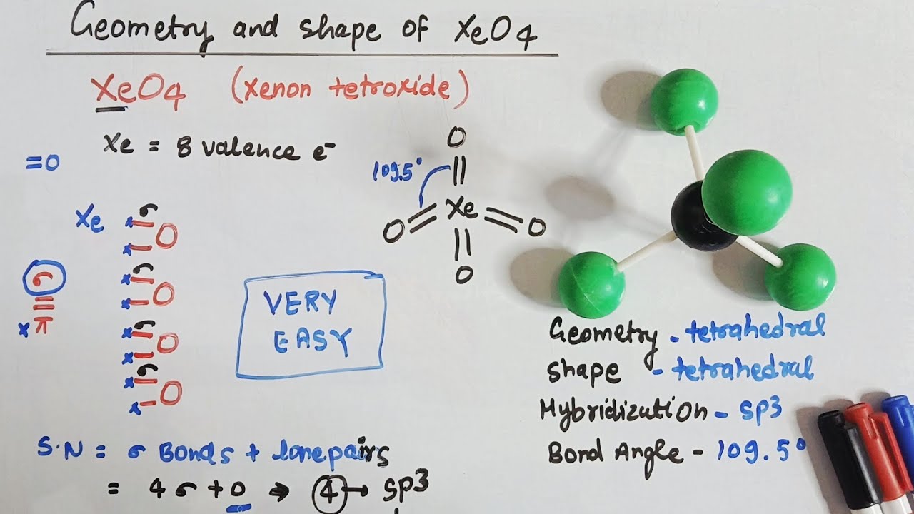 Geometry and shape of XeO4 l hybridization l bond angle l chemistry l ...