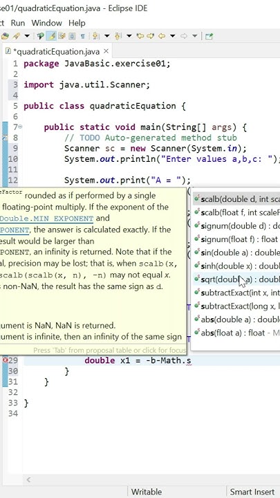How to solve the quadratic equation in Java #shorts - YouTube