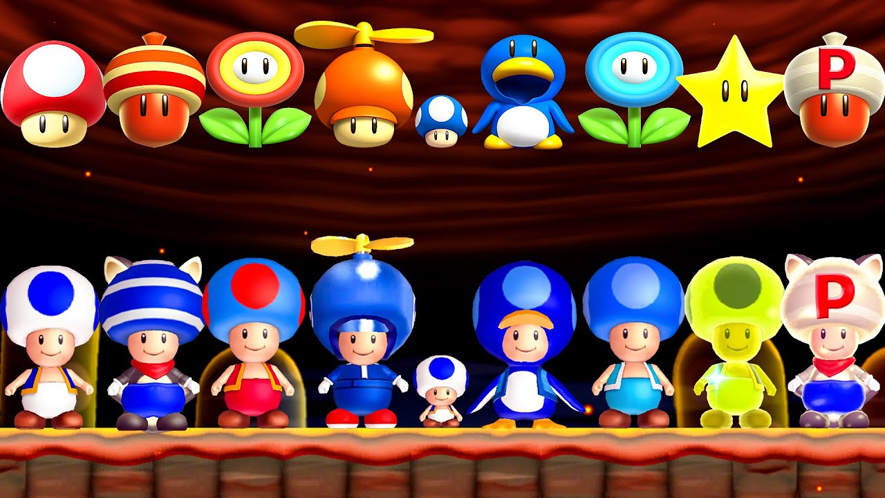 New Super Mario Bros. U Deluxe - All Blue Toad Power-Ups - YouTube