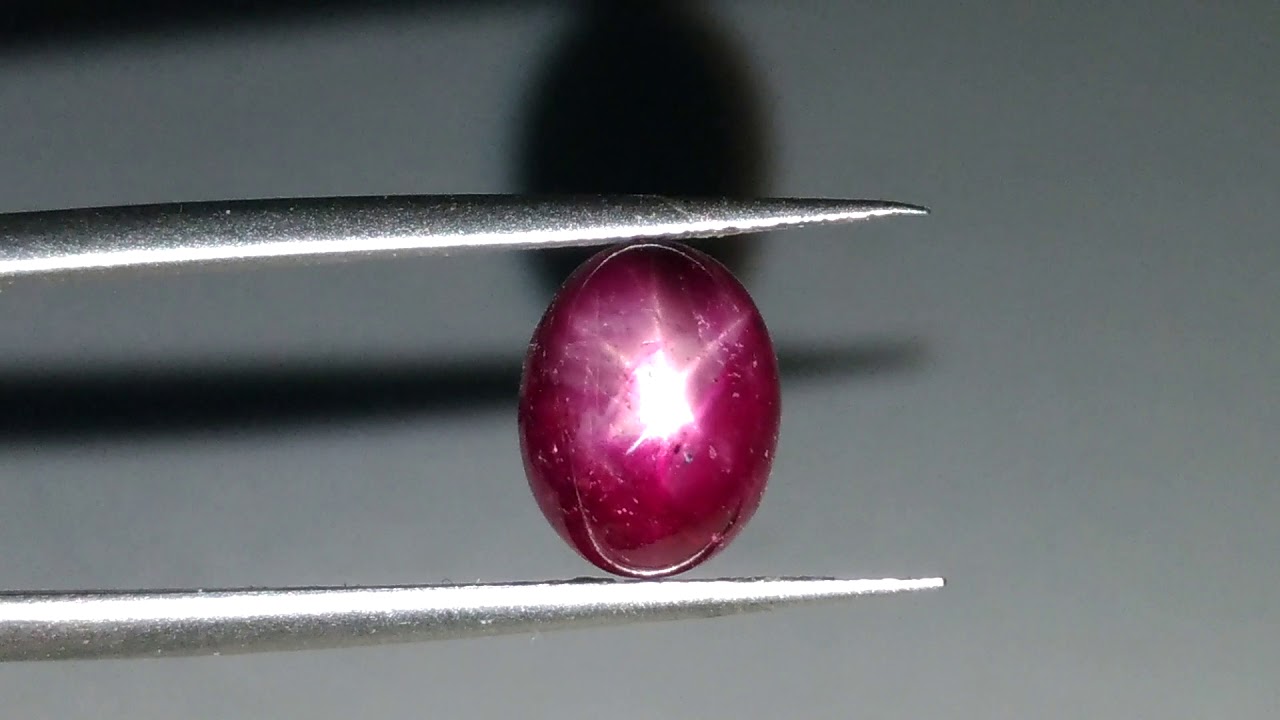 Batu Natural Star Ruby Corundum merah Asli (Kode 1180) - YouTube