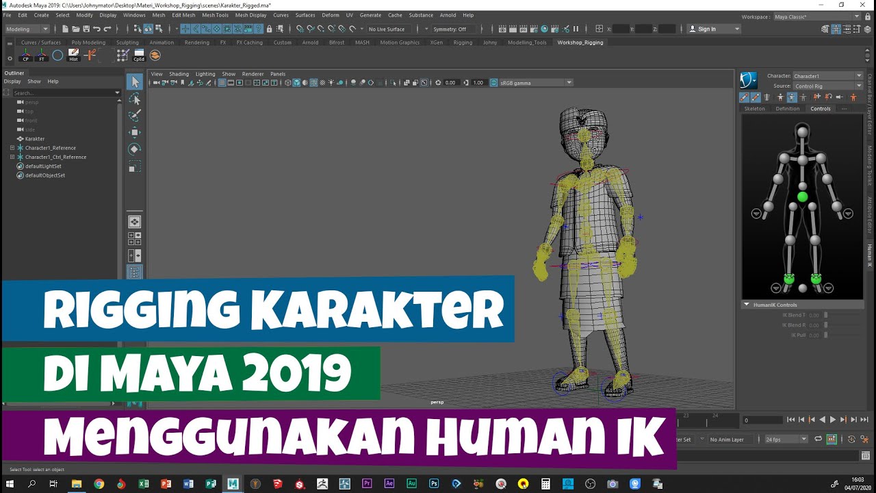 Rigging Karakter di Maya 2019 Menggunakan Human IK - YouTube