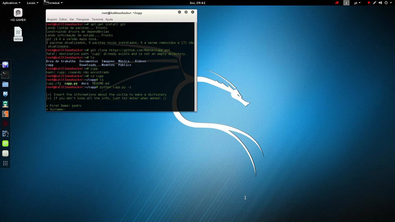 Como Instalar e Criar Uma Wordlist Usando CUPP Kali Linux 2.0 - YouTube