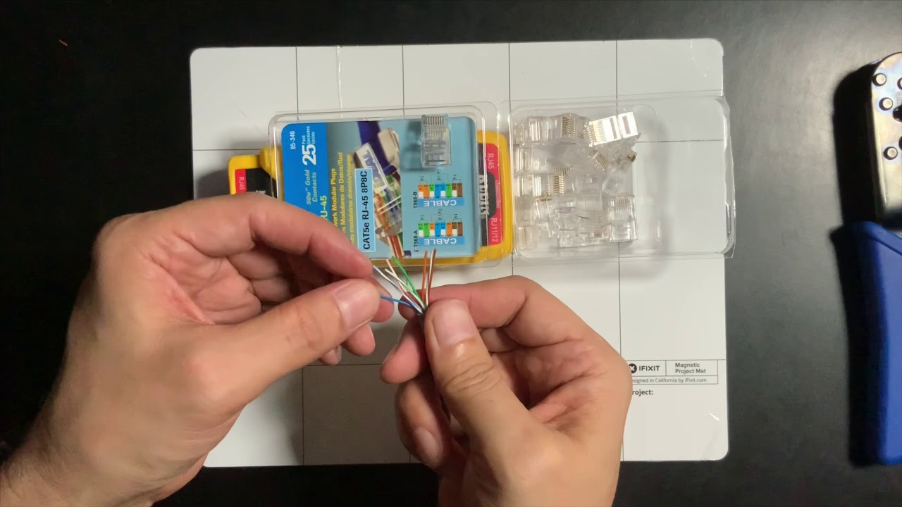 The Maker How to make a CAT5 cable - YouTube