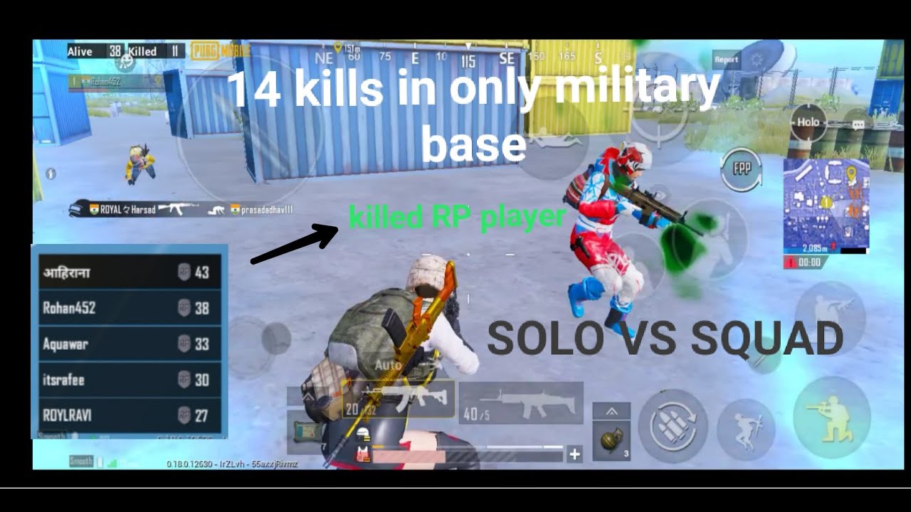 14 kills in only military base. SOLO VS SQUAD - YouTube