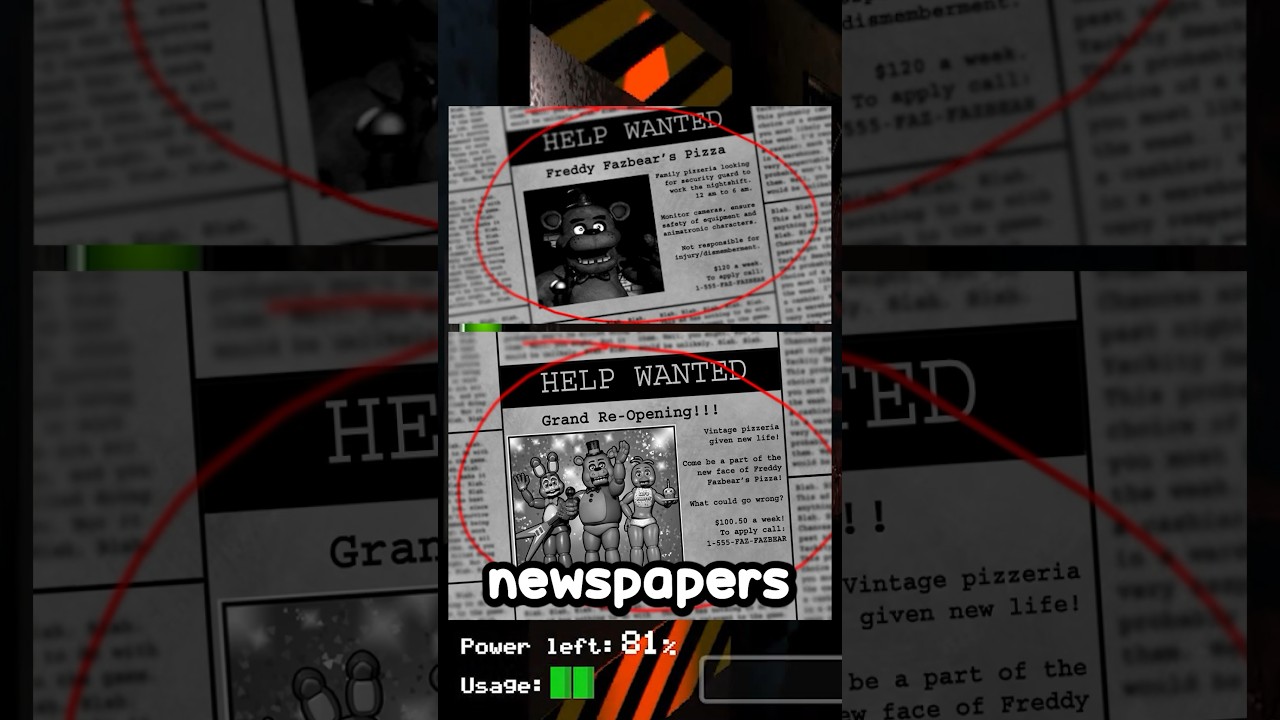 Did you know about the secret message in the newspapers? #fnaf #fnaf1 # ...